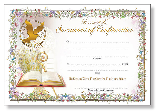 Sacrament Of Confirmation Certificate
